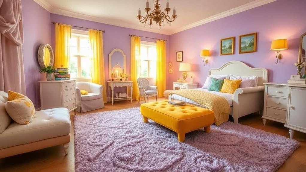 Purple Two Colour Combination For Bedroom Walls